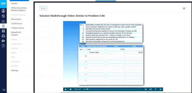 Video Solution screenshot - WileyPLUS